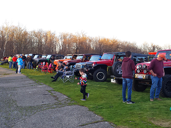 Jeep enthusiasts create their own tailgating community, proving drive-ins are as much about the social experience as the films.