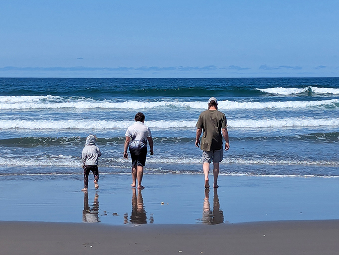 Three generations walking toward infinity &ndash; there's something profoundly healing about toes in the sand and eyes on the horizon.