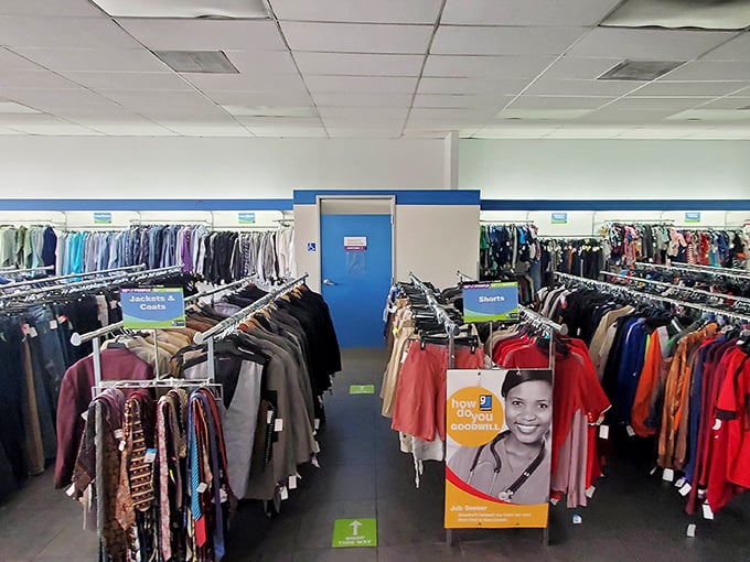 Signs guide you through this thrifting adventure like breadcrumbs in a retail forest. The hunt is half the fun.
