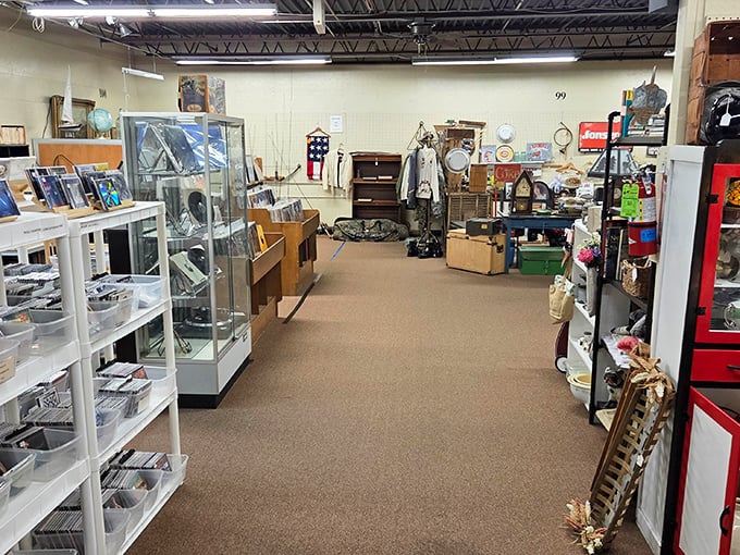 The mall's numbered booths create a treasure map for the determined hunter. Booth 99 might just hold that elusive Depression glass you've been seeking.