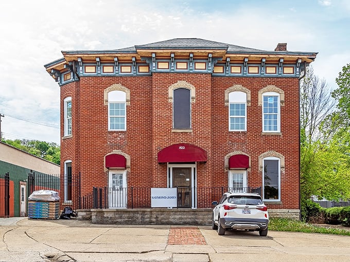 The William Fillmore House stands as a testament to 19th-century craftsmanship, its brick facade and elegant windows offering a glimpse into Zanesville's prosperous past.