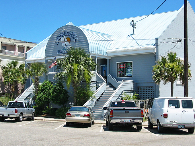 The Windjammer's weathered charm speaks of countless summer concerts, cold beers, and that perfect beach day finale.