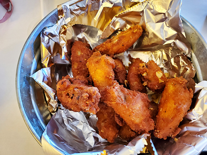Wings that don't need a sporting event as an excuse. These crispy, golden-brown beauties are the main attraction, not the opening act.