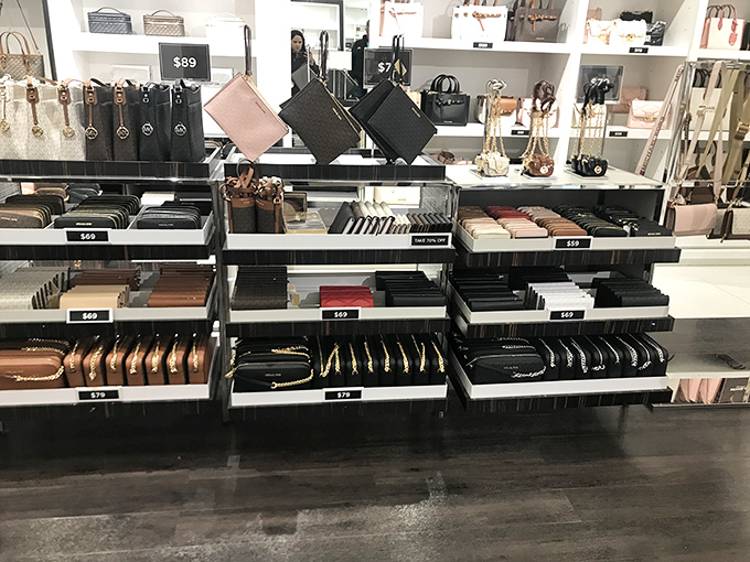 Wallet and accessory displays offer elegant organization for your cards, cash, and receipts from all the other stores you couldn't resist visiting.