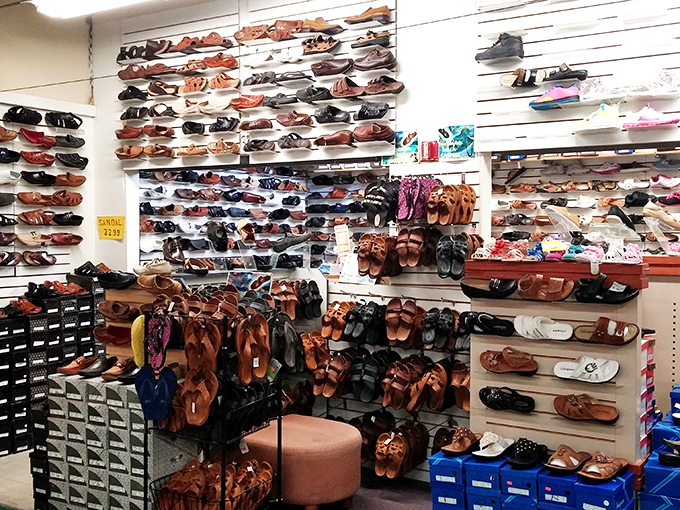 The footwear section offers enough options to make Imelda Marcos nod in approval &ndash; from practical flip-flops to "why not?" fashion statements.