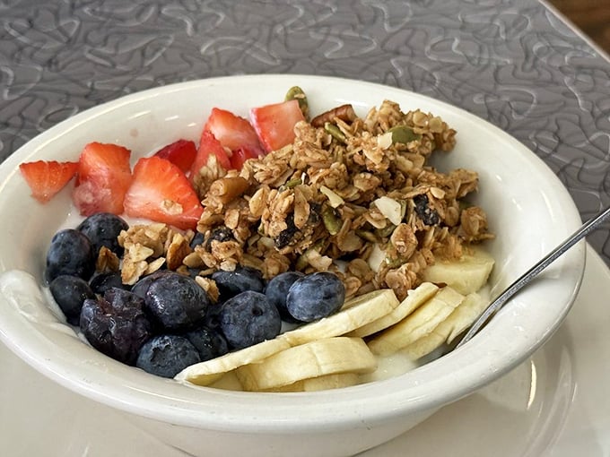 A breakfast parfait that makes you feel virtuous while still delivering genuine pleasure – the culinary equivalent of reading a classic novel that's actually entertaining.