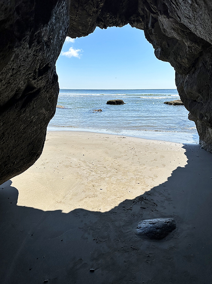 Discovering this hidden sea cave feels like finding a secret door in your favorite childhood storybook.