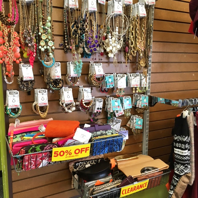 Jewelry and accessories wall &ndash; where five dollars transforms into statement pieces that look like you spent five times that amount.