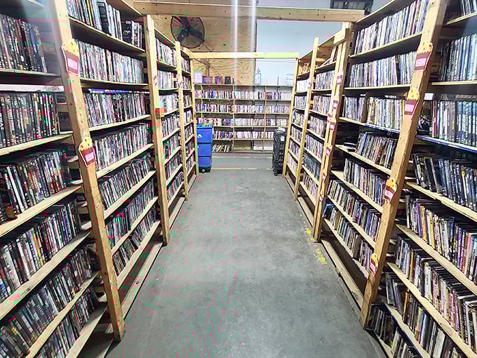 DVD heaven for movie buffs who still appreciate physical media. Like a well-stocked Blockbuster that never went out of business, this aisle is a nostalgic time capsule.