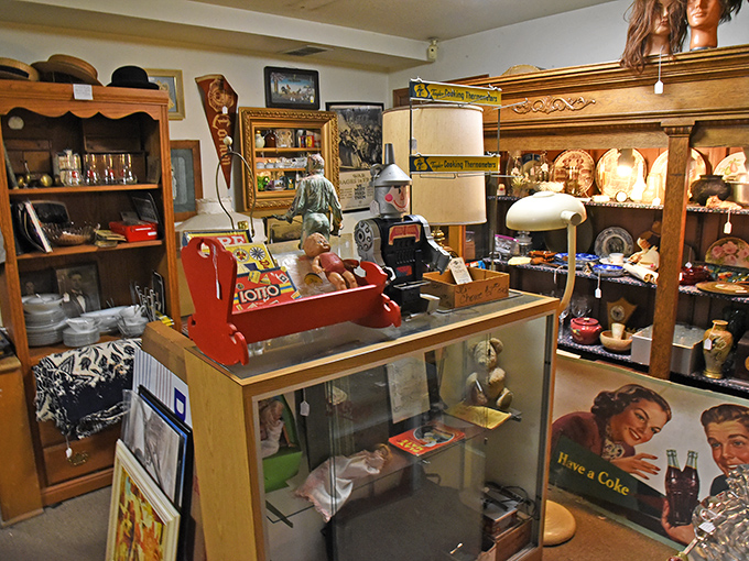 Vintage toys and advertising memorabilia transport you back to childhood, when Coca-Cola signs were art and toy robots ruled imagination.