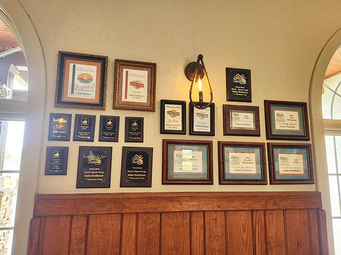 The wall of awards isn't just decoration &ndash; it's a timeline of excellence that explains why you'll need to loosen your belt before leaving.