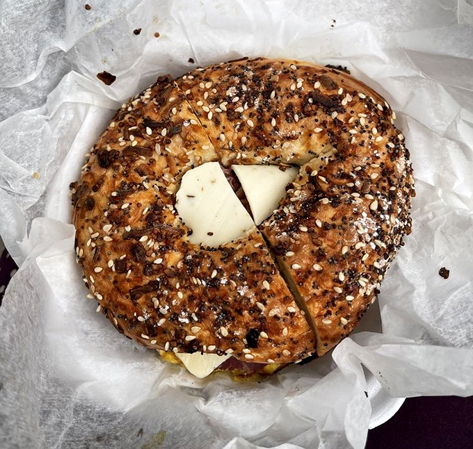 This everything bagel sandwich is the breakfast of champions &ndash; or anyone who appreciates the simple perfection of melted cheese and toasty goodness.