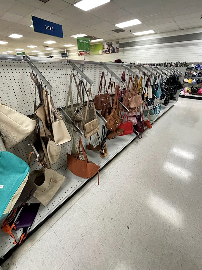 Handbag heaven! Designer lookalikes mingle with genuine leather classics in this accessory wonderland that would make Carrie Bradshaw swoon.