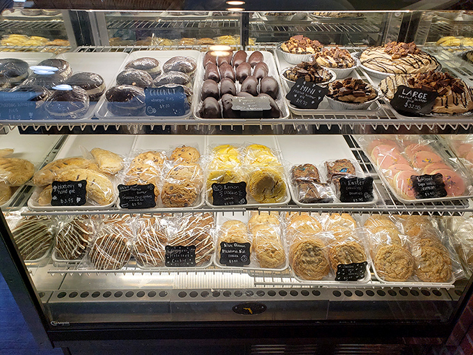 The bakery case: where diet resolutions go to die happy deaths among cookies, pastries, and other sweet temptations.