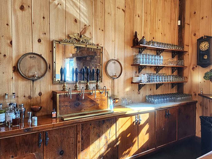 A bar that would make Ron Swanson nod approvingly. Wood, whiskey, and wonderful simplicity &ndash; the holy trinity of hospitality.