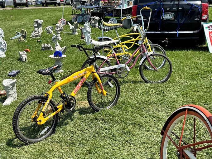 Bicycles from every era stand at attention, from banana-seat beauties to vintage cruisers&mdash;childhood nostalgia on two wheels.