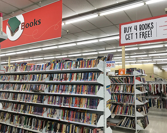Book lovers' nirvana with a "buy four, get one free" cherry on top. Literary bargain hunting doesn't get better than this paper paradise. 