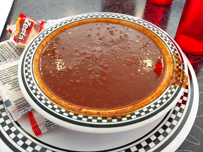 A bowl of chili so hearty it could qualify as a main course, side dish, and emotional support system all in one sitting.
