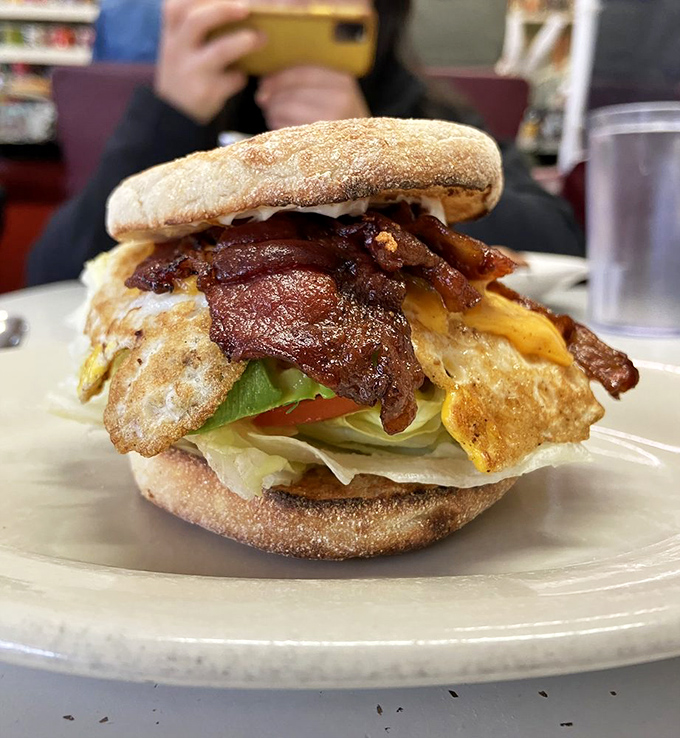 This breakfast sandwich doesn't need a fancy name &ndash; just bacon, egg, and cheese performing their morning symphony between an English muffin.
