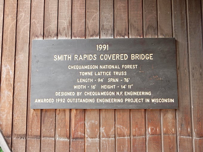 This plaque appears to be from a different covered bridge, reminding us that these wooden treasures exist throughout America's countryside.