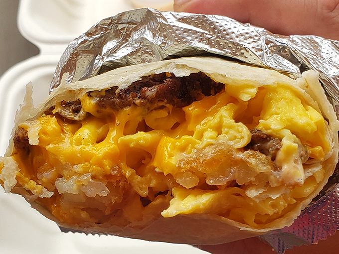 Is it a burrito? A breakfast creation? Whatever this cheese-filled wonder is, it's solving problems you didn't know you had.