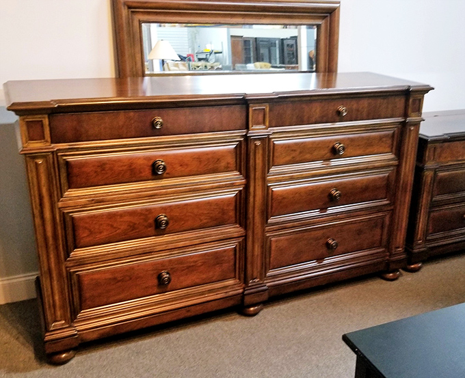 This isn't just a dresser&mdash;it's a mahogany masterpiece with drawers deep enough to hide Christmas presents or that chocolate stash you're not sharing with anyone.