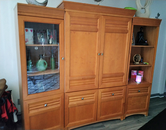 Even furniture finds its way to fashion paradise. This entertainment center could hold your vinyl collection or showcase your vintage teacups.