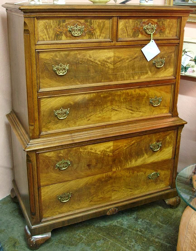 This tiger maple highboy dresser isn't just furniture; it's functional history. Someone's great-grandchildren will fight over this beauty someday.