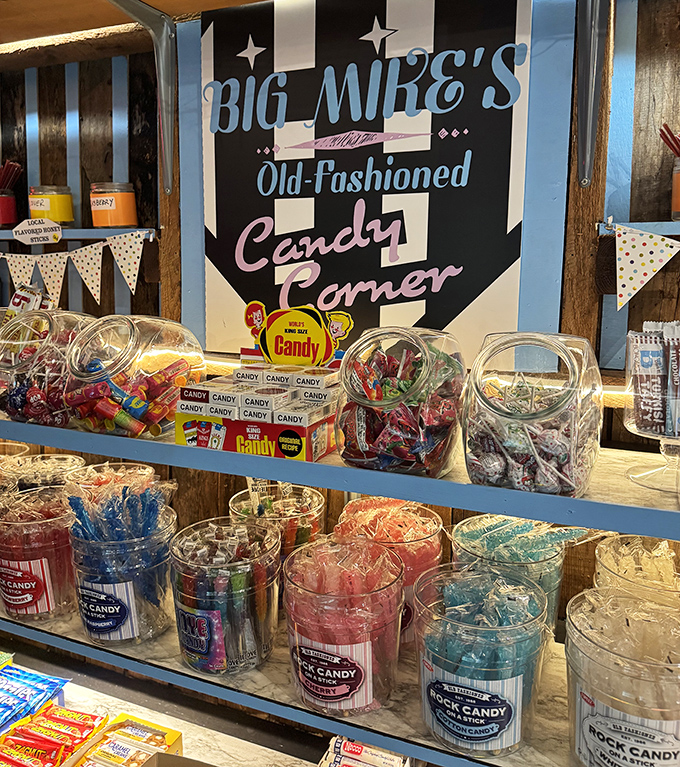 The Old-Fashioned Candy Corner proves that nostalgia tastes just as sweet as you remember. Rock candy and childhood memories sold by the jar.