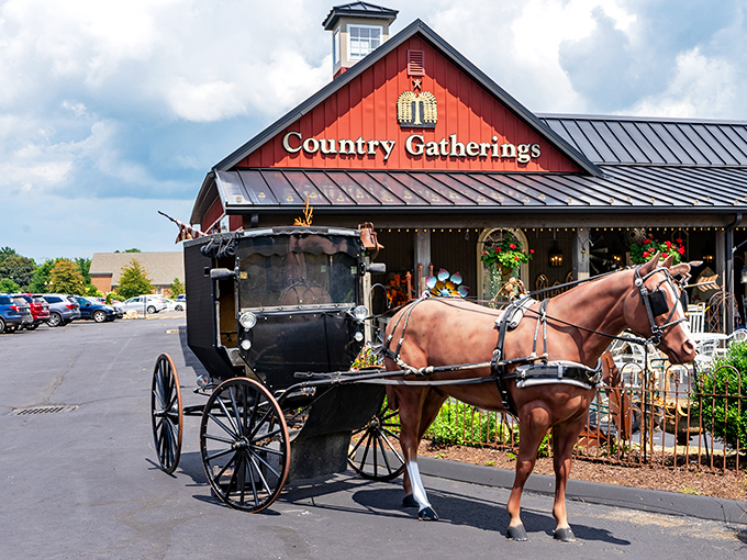 This isn't just transportation&mdash;it's a philosophy on four wheels, parked outside Country Gatherings as if to say, "Take your time, the destination isn't going anywhere."
