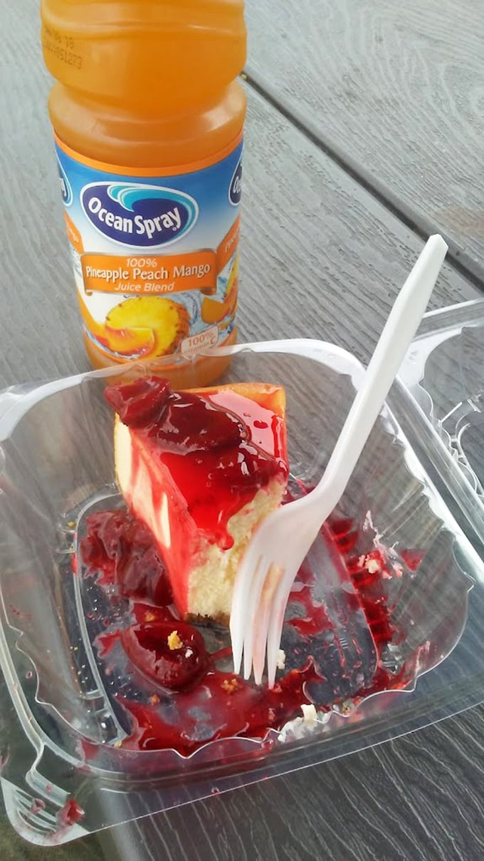 A slice of cheesecake with berry topping that proves Wayside isn't just about savory delights &ndash; they know their way around dessert too.