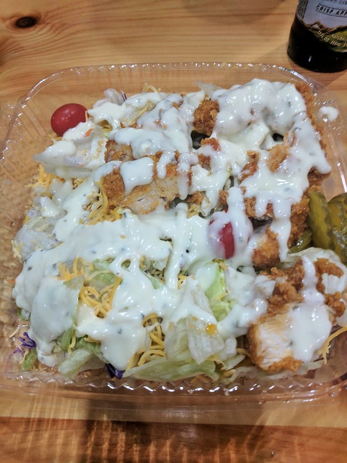 When your mouth feels like you've personally offended a pepper farmer, this ranch-dressed chicken salad offers cooling redemption.