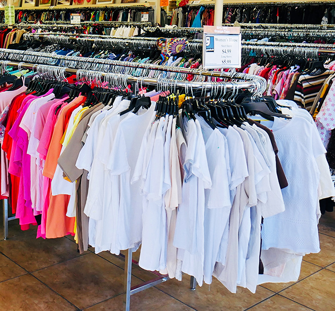 A color-coded clothing wonderland where fashion gets its encore performance. From business casual to beach ready, all waiting for their next big break.