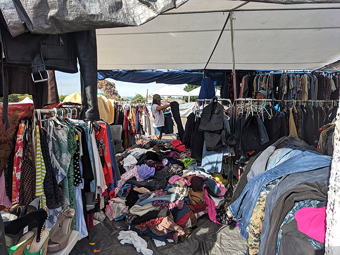 Clothing archaeology at its finest. Dig through these textile mountains and you might unearth anything from last season's designer castoffs to vintage treasures.