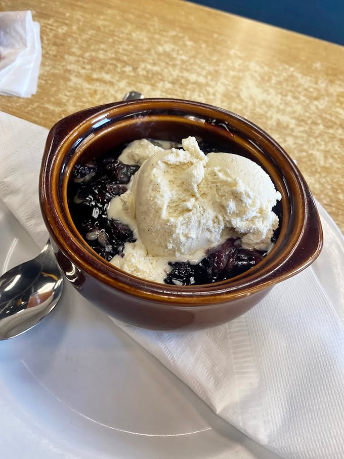 Warm cobbler topped with ice cream&mdash;the dessert equivalent of a hug from someone who really knows how to hug.