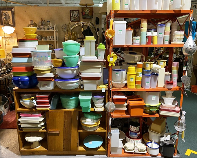 Tupperware paradise! These vintage containers remind us of an era when leftovers were stored with style and potlucks were serious business.