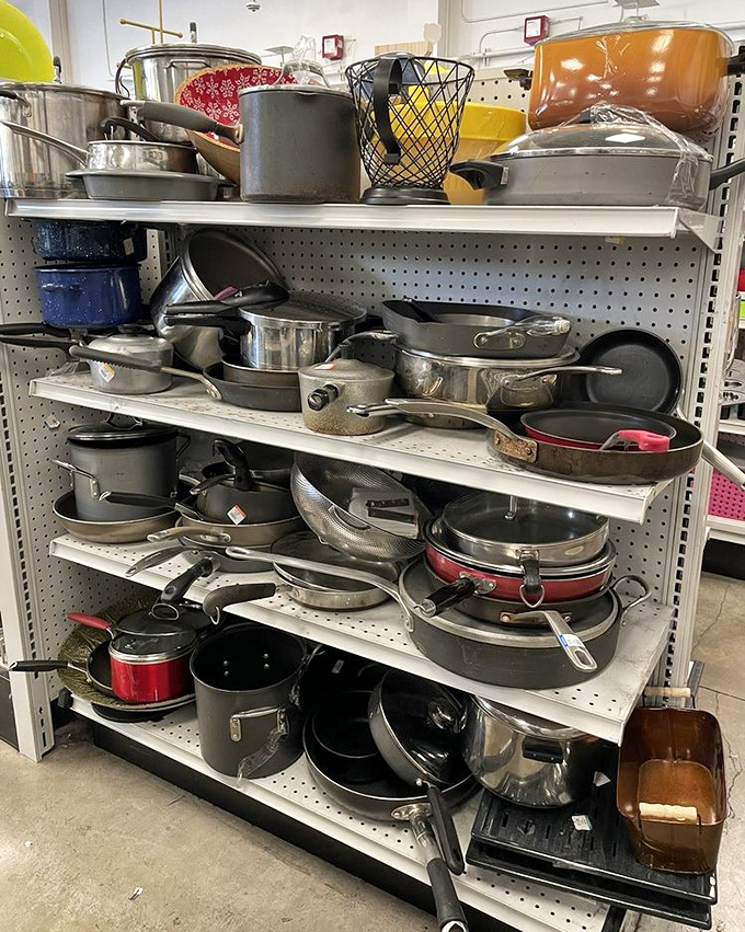Julia Child would approve of this cookware collection—seasoned cast iron pans and sturdy pots waiting to help create your next culinary masterpiece.