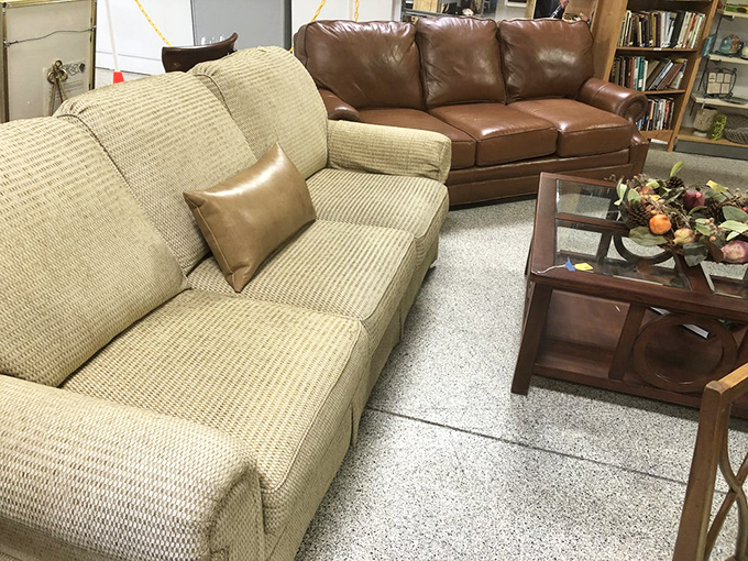 Neutral sofas with timeless appeal sit ready for their second act. One person's "no longer needed" becomes another's "exactly what I was looking for." 