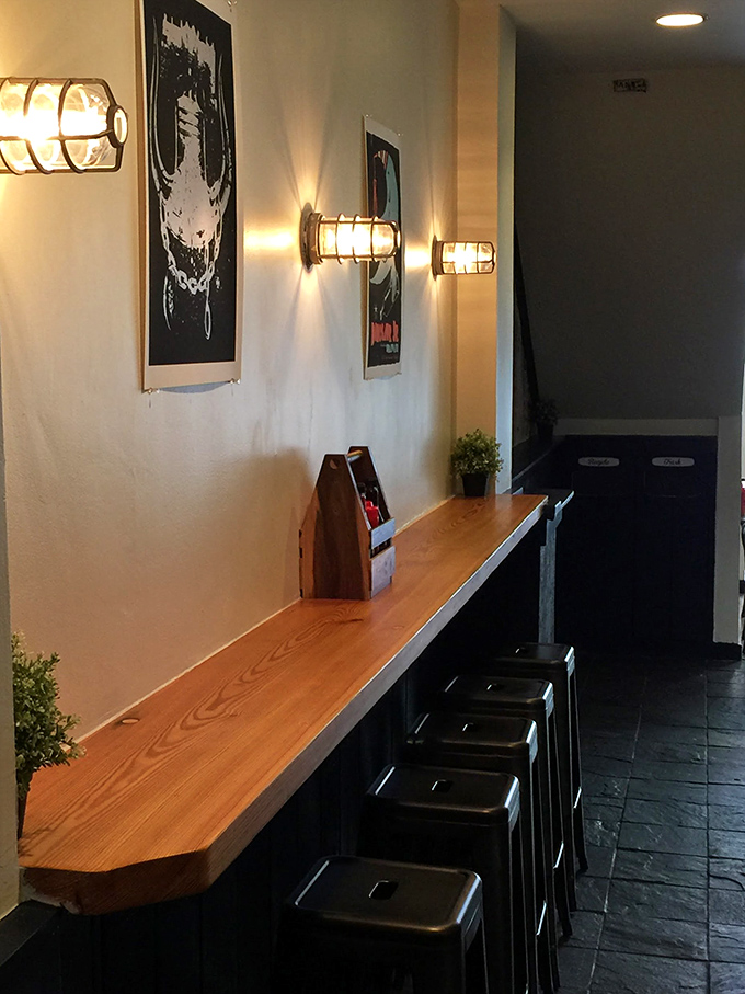 Counter seating with a view that says "we're not trying to impress you with d&eacute;cor, the food does that."