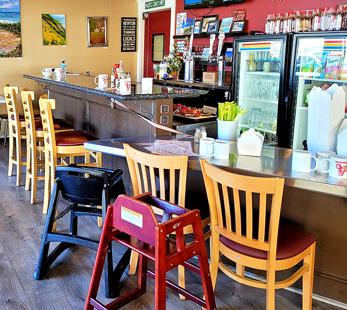 Counter seating where the magic happens. Watch short-order wizardry while perched on these wooden thrones of breakfast anticipation.