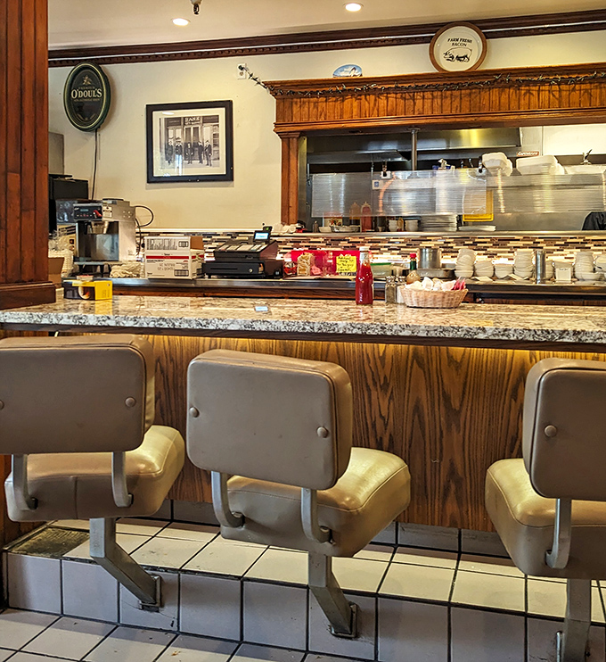 Counter seating where solo diners become part of the Longhouse family. The best spot for local gossip and coffee refills.