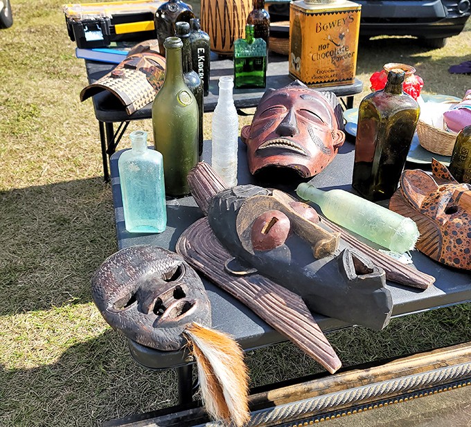 Masks that could've starred in a Key West festival, bottles that might've held prohibition-era secrets.