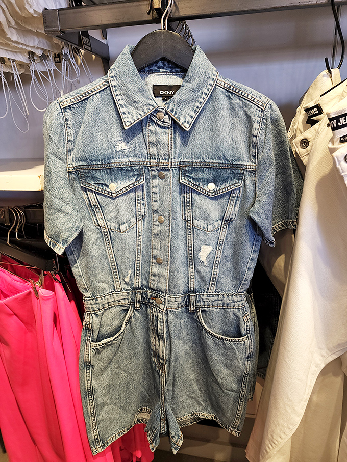 DKNY denim romper hanging with attitude. The fashion equivalent of saying "I woke up like this" while secretly trying very hard.