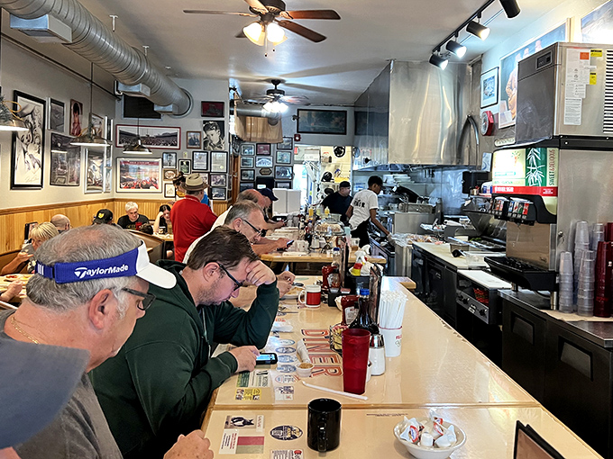 The counter crew&mdash;Columbus's breakfast philosophers solving the world's problems over coffee and eggs while the grill sizzles with possibilities.