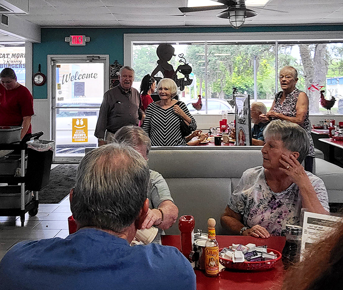 Real people enjoying real food in a place where conversation flows as freely as syrup.