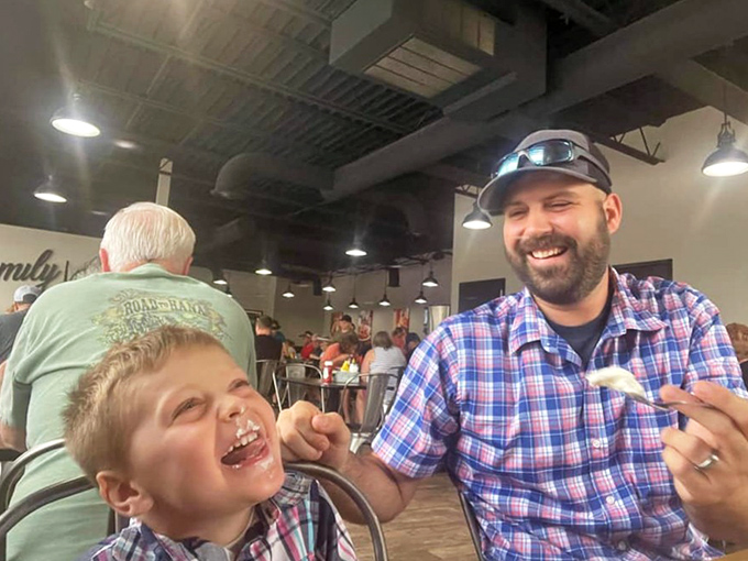The true measure of a great diner? The laughter it generates. These folks aren't just eating breakfast&mdash;they're creating memories between bites.