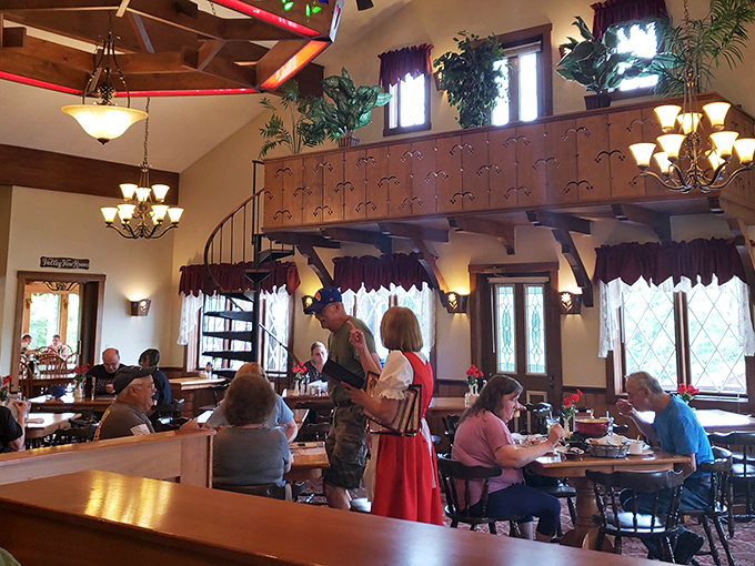 The dining area combines rustic charm with serious comfort&mdash;exactly what you need after the workout of selecting too much cheese.