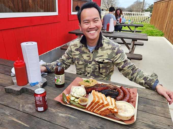 Pure joy captured: this is what happens when exceptional barbecue meets grateful taste buds.