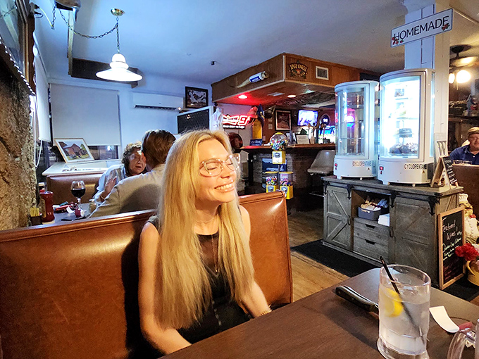 Happy diners in their natural habitat, experiencing what scientists call "steak-induced euphoria" &ndash; it's a real condition.