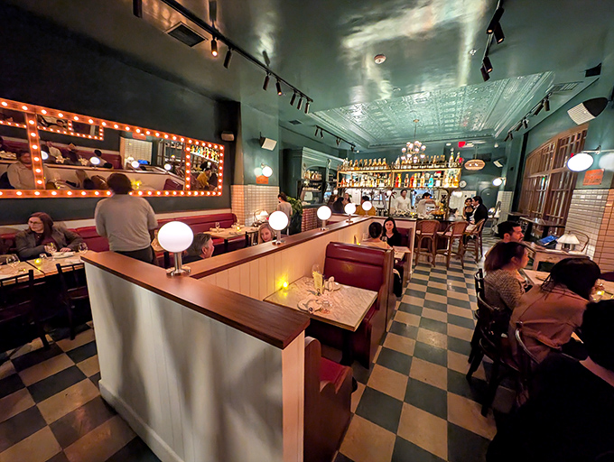 Evening at Saint James transforms the space into a cozy haven of conversation and clinking glasses. The kind of lighting that makes everyone look like they're starring in their own French film.